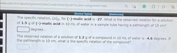 Solved The specific rotation, [a]o, for (-)-pseudoephedrine | Chegg.com