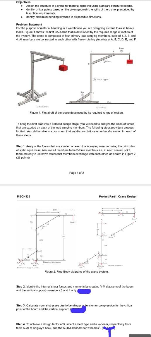 Objectives - Design the structure of a crane for | Chegg.com