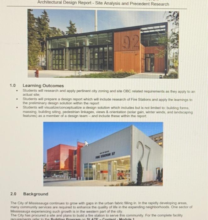 Solved Architectural Design Report - Site Analysis and | Chegg.com