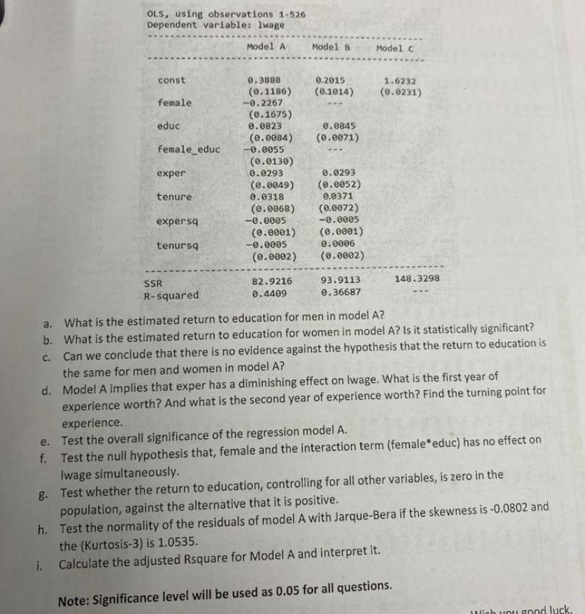 Solved \table[[s,Model A,Model B,Model | Chegg.com