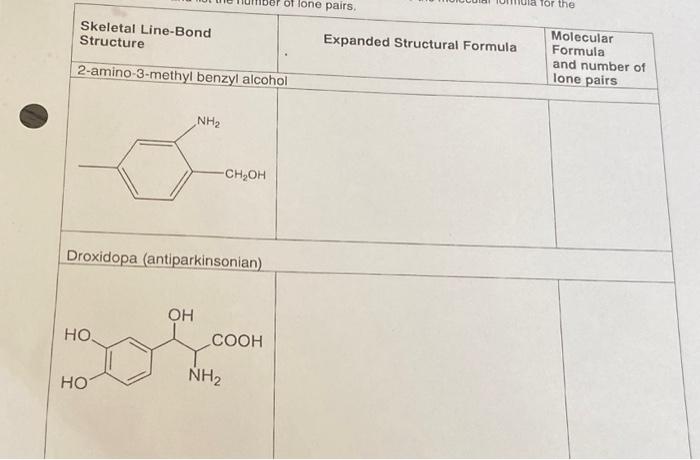 Solved Skeletal Line-Bond Structure 2-amino-3-methyl benzyl | Chegg.com