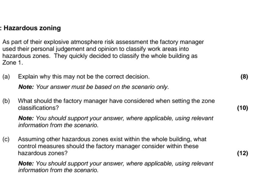 Solved : Hazardous zoningAs part of their explosive | Chegg.com