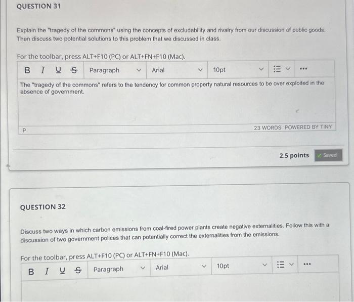 Solved Explain the "tragedy of the commons" using the | Chegg.com