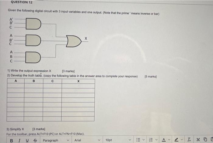 Solved Given the following digital circuit with 3 input | Chegg.com