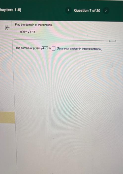 Solved Find The Domain Of The Function G X 4−x The Domain