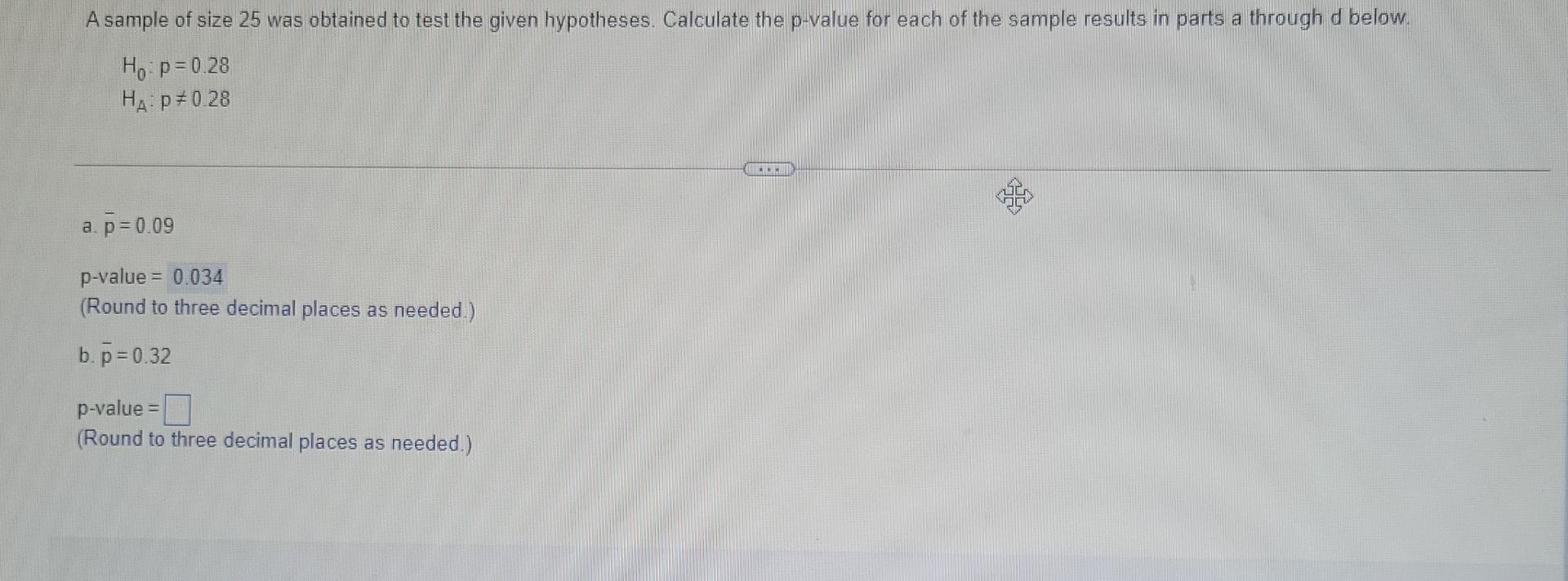 Solved A sample of size 25 was obtained to test the given | Chegg.com