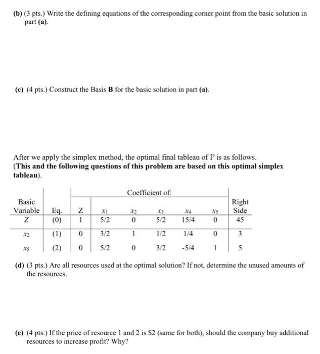 Solved Consider the following linear program P with two | Chegg.com