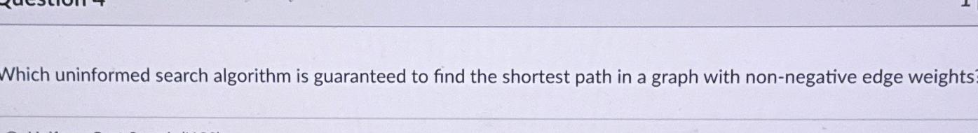 Solved Which uninformed search algorithm is guaranteed to | Chegg.com