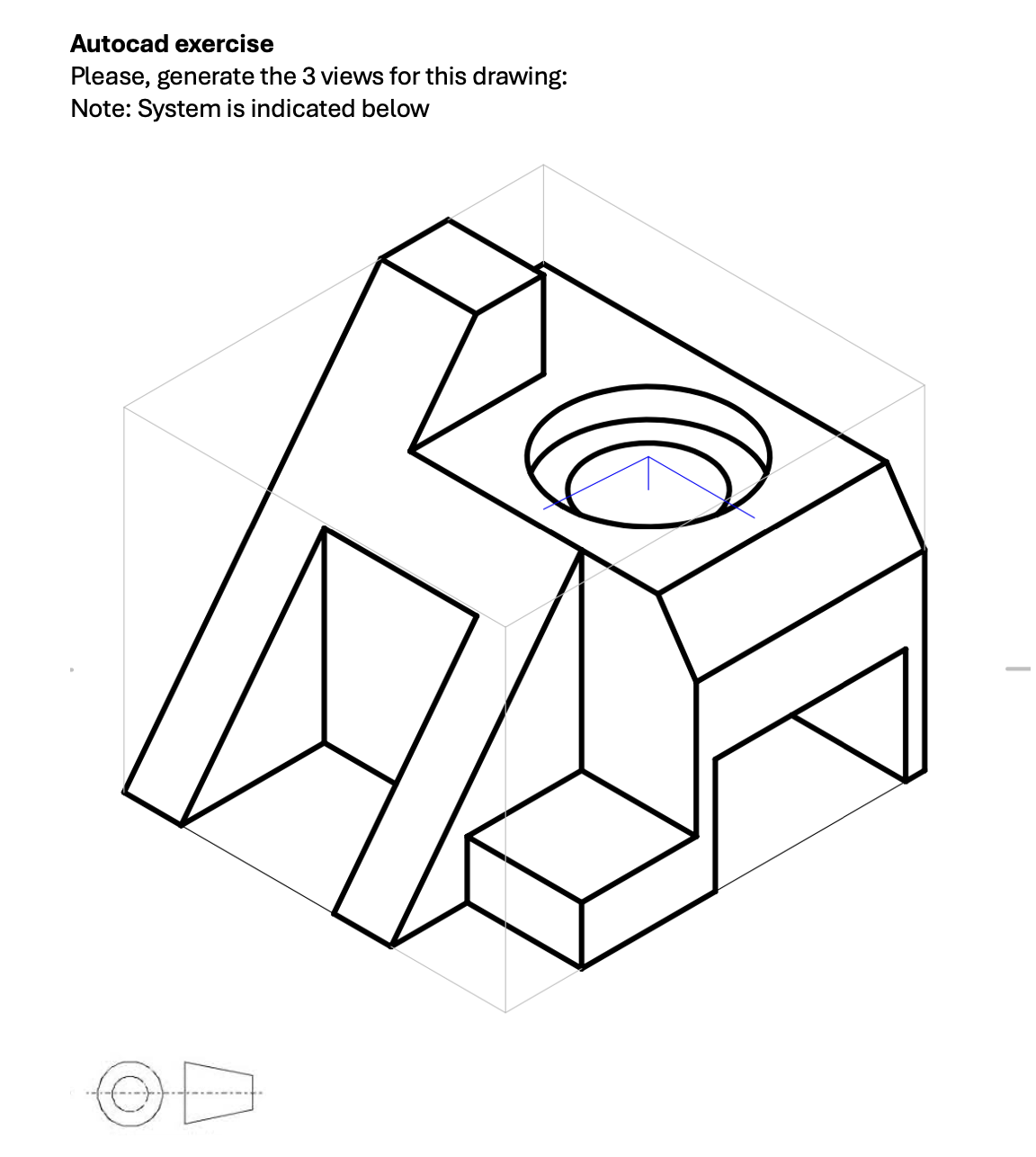 Solved Autocad exercisePlease, generate the 3 ﻿views for | Chegg.com