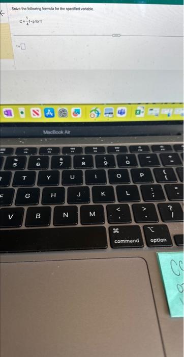 Solved Solve the following formila for the specifed varable. | Chegg.com