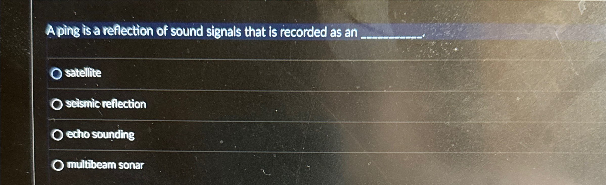 Solved A ping is a reflection of sound signals that is | Chegg.com