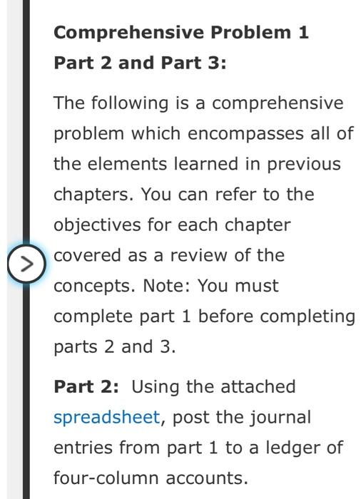 Comprehensive Problem 1 Part 2 and Part 3: The | Chegg.com