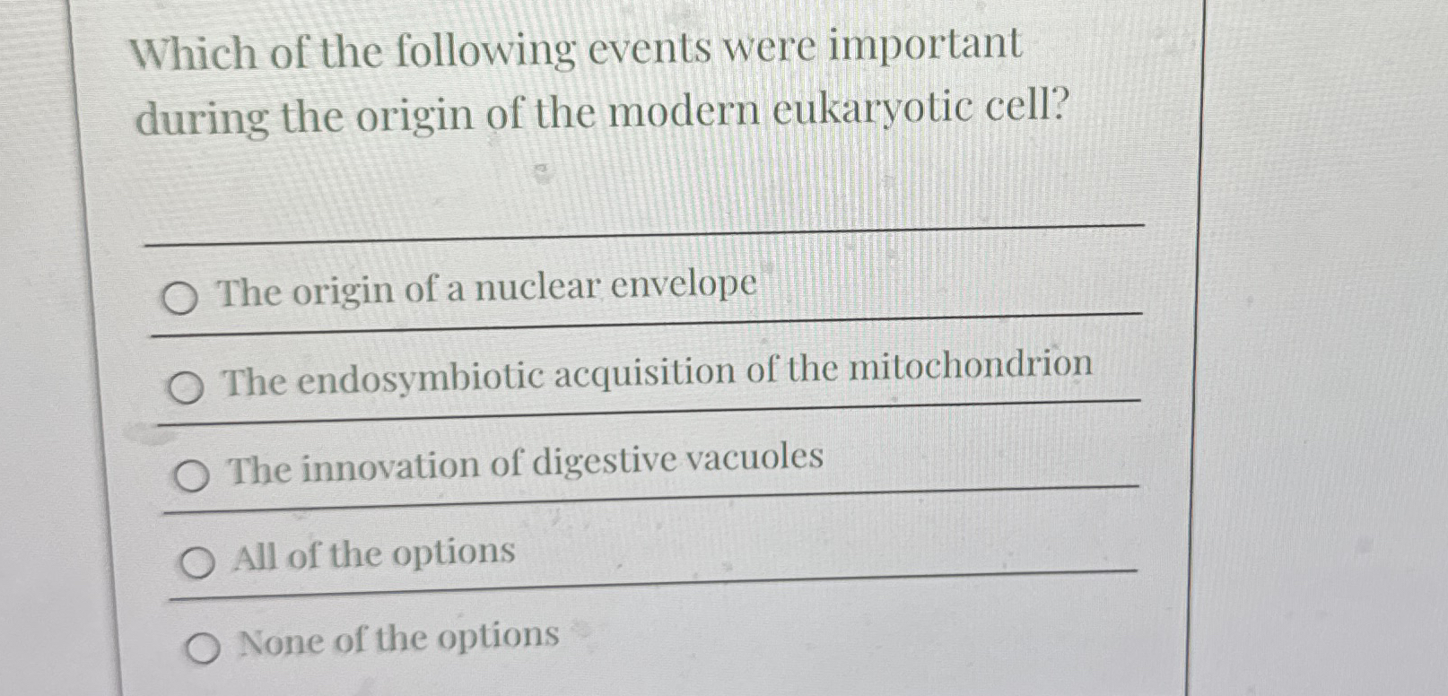 Solved Which of the following events were important during | Chegg.com