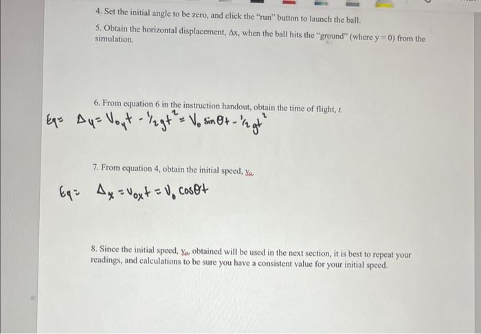 4. Set the initial angle to be zero, and click the | Chegg.com