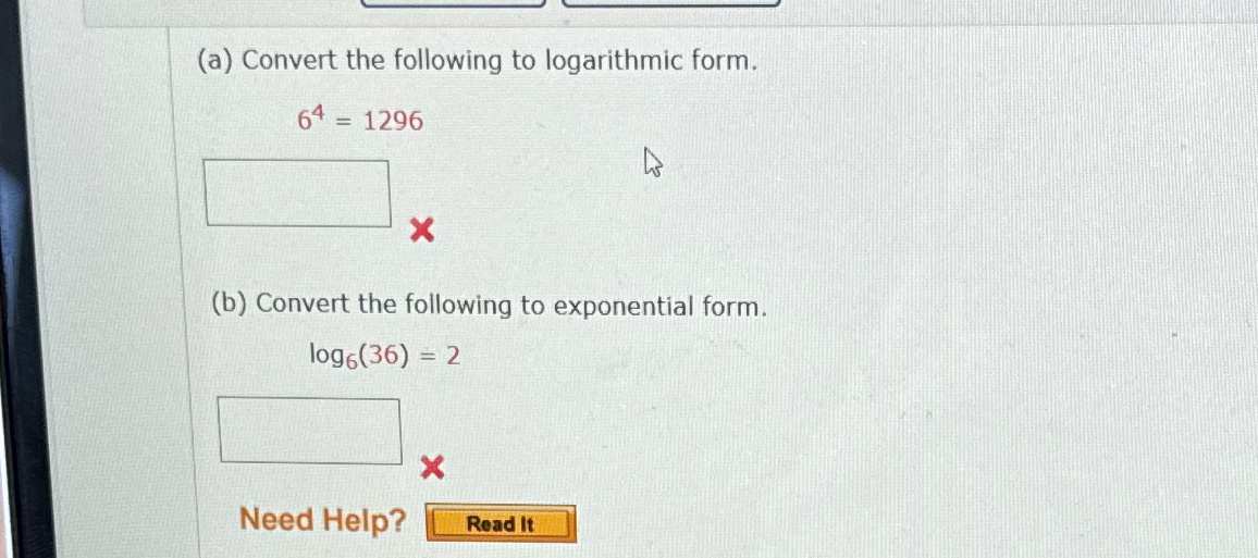 Solved (a) ﻿Convert the following to logarithmic | Chegg.com