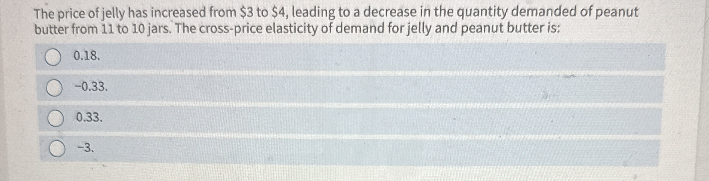 The price of jelly has increased from $3 ﻿to $4, | Chegg.com