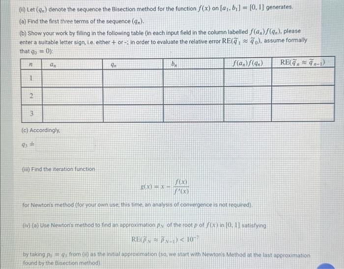 Solved (Joint Use of the Bisection and Newton's Method). All | Chegg.com