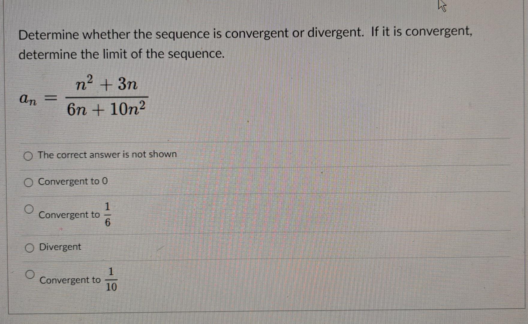 Solved Determine whether the sequence is convergent or | Chegg.com