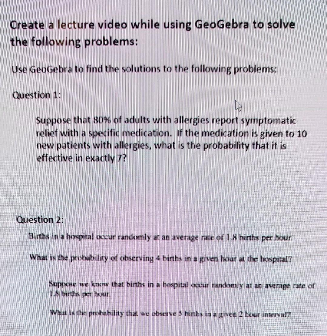 Solved Must use Geogebra.org/classic and click on | Chegg.com
