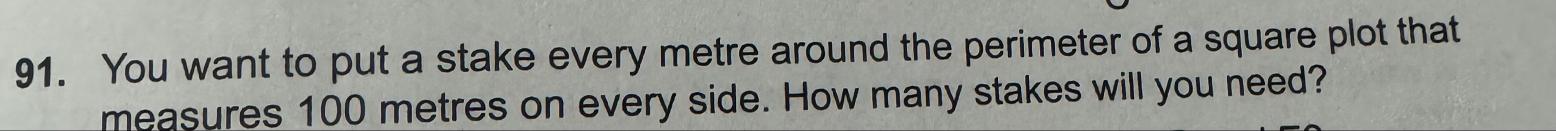 Solved You want to put a stake every metre around the | Chegg.com