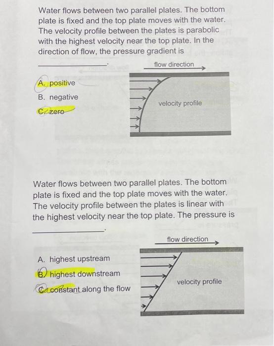 Solved Water flows between two parallel plates. The bottom | Chegg.com