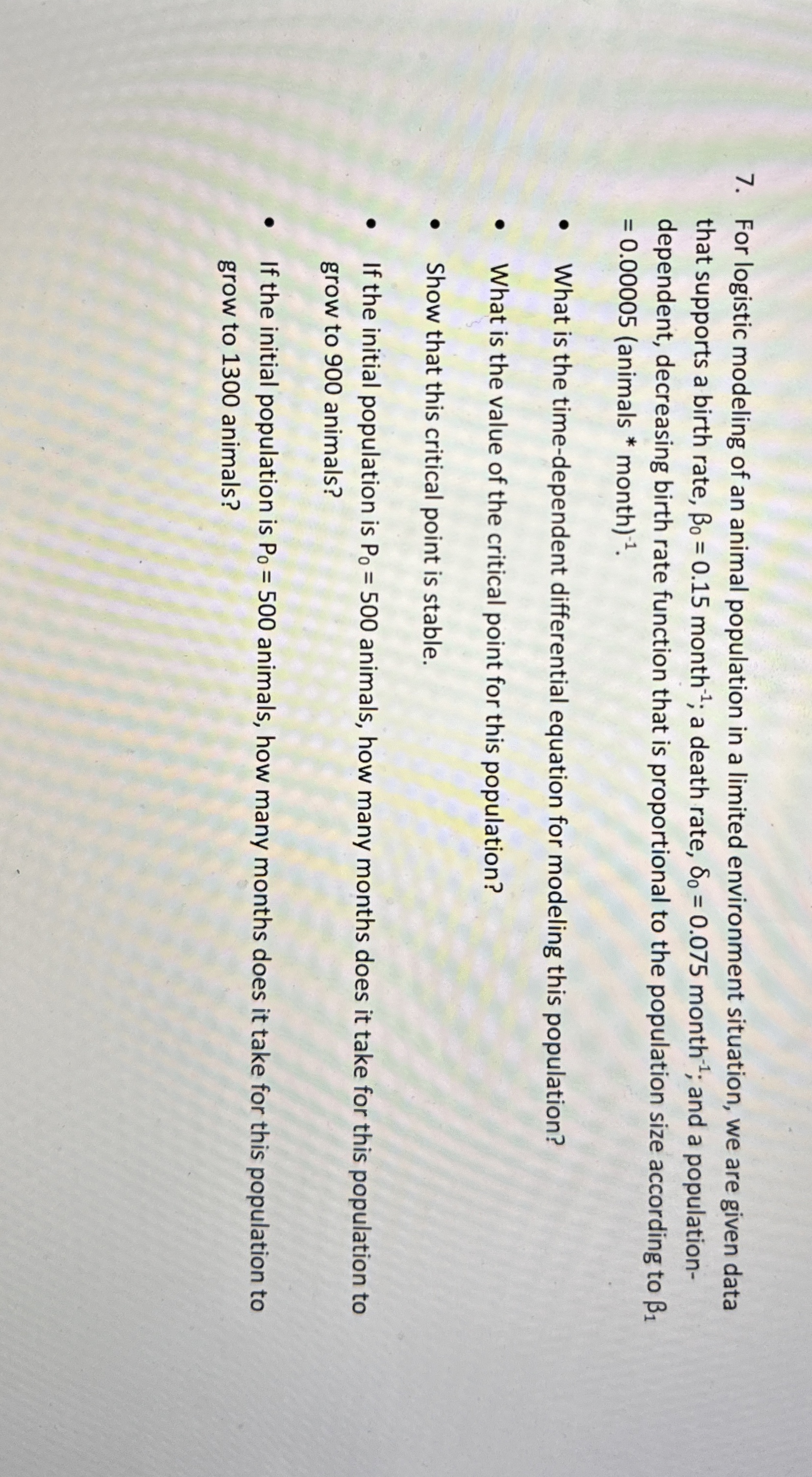 Solved For logistic modeling of an animal population in a | Chegg.com