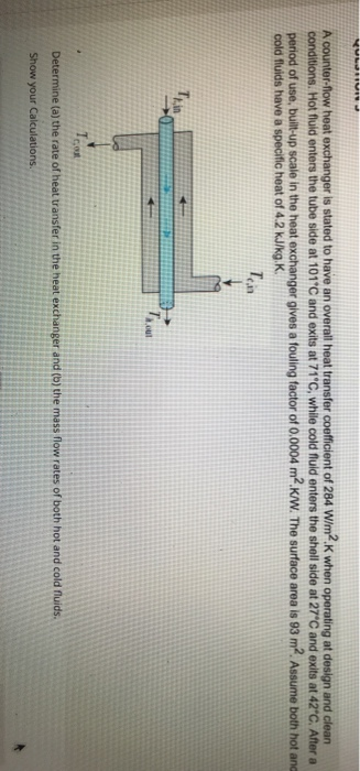 Solved A counter-flow heat exchanger is stated to have an | Chegg.com