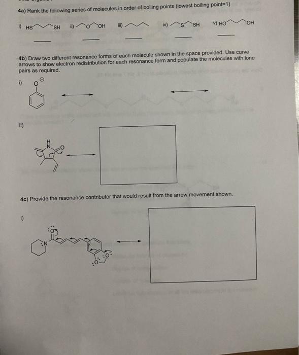 Solved 4a) Rank the following series of molecules in order | Chegg.com