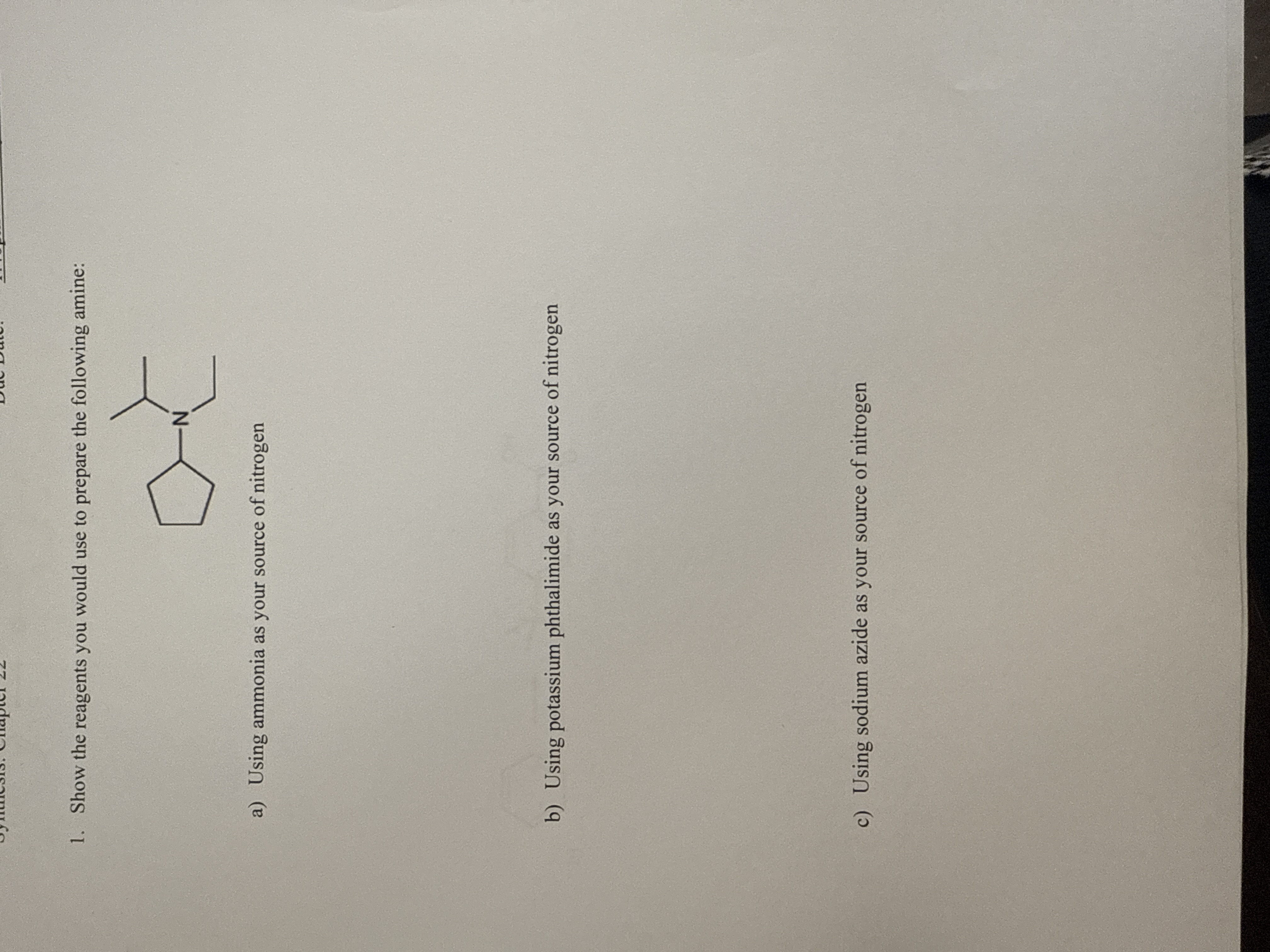 Solved 1. ﻿Show the reagents you would use to prepare the | Chegg.com