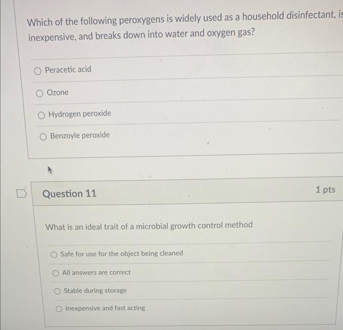 Solved Which of the following peroxygens is widely used as a | Chegg.com