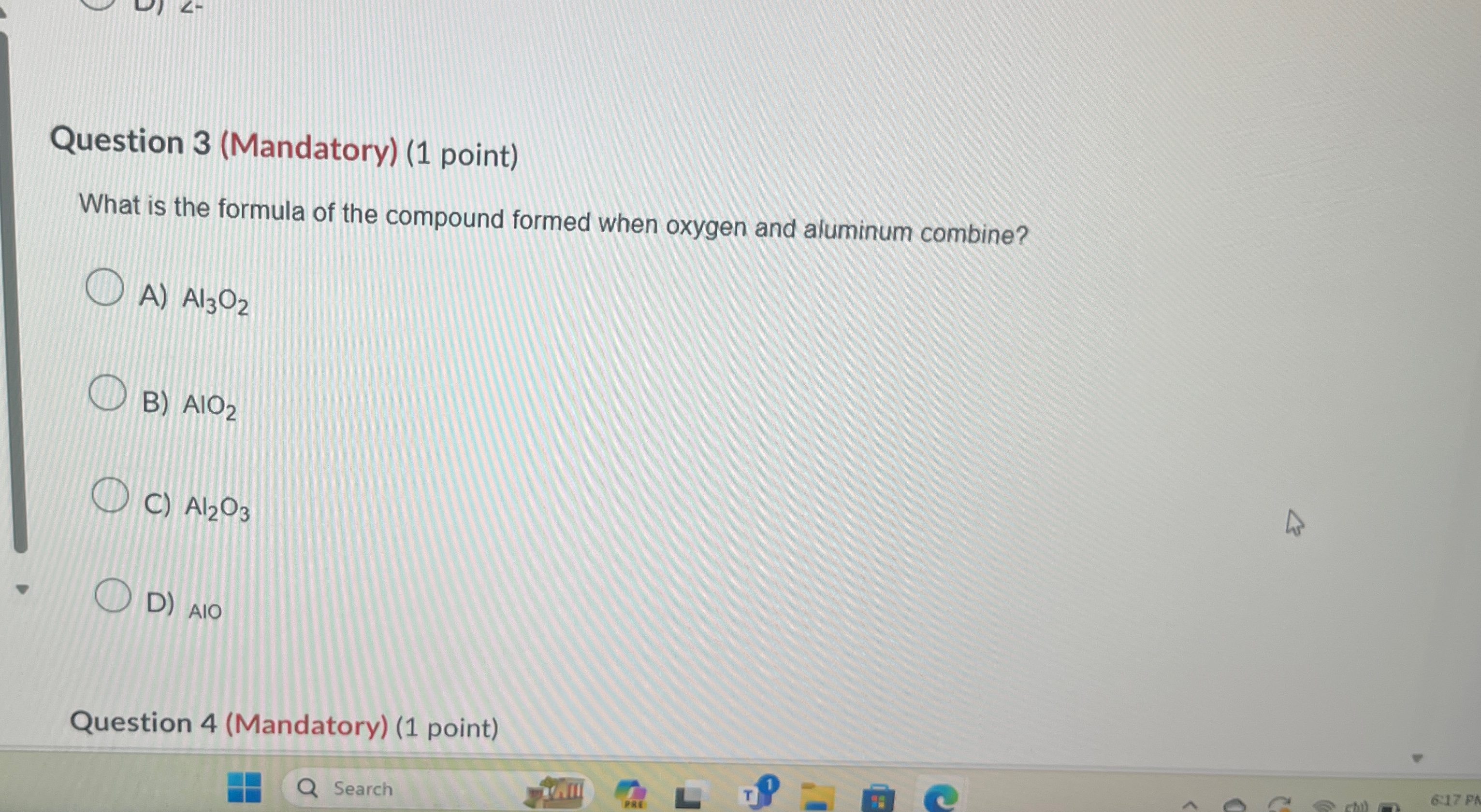 Solved Question 3 (Mandatory) (1 ﻿point)What is the formula | Chegg.com