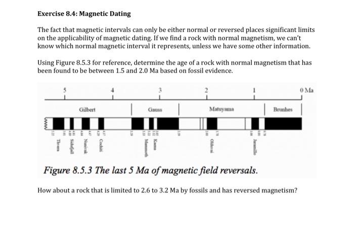 Solved Exercise 8.4: Magnetic Dating The fact that magnetic | Chegg.com