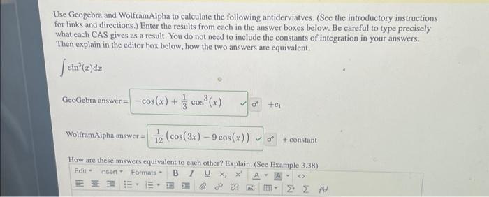 Solved Use Geogebra and WolframAlpha to calculate the | Chegg.com