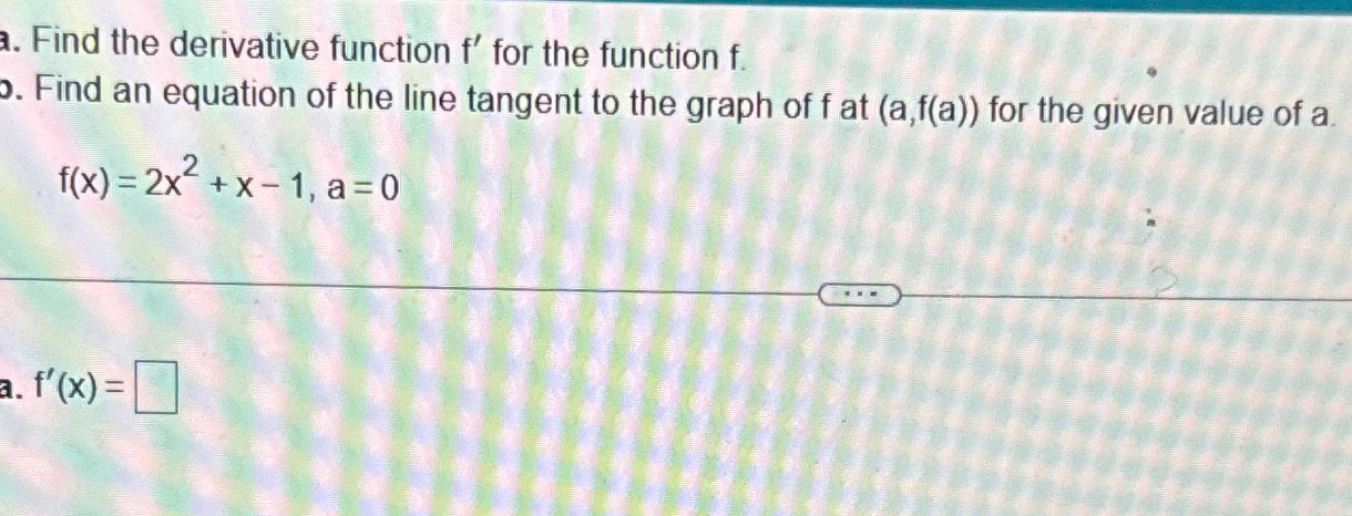 Solved Find the derivative function f' ﻿for the function fo. | Chegg.com