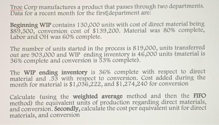 Solved FIFO Method | Chegg.com