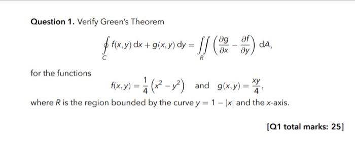 Solved Question 1. Verify Green's Theorem | Chegg.com
