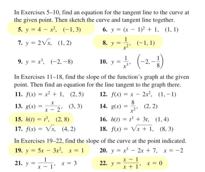 Solved In Exercises 5-10, find an equation for the tangent | Chegg.com