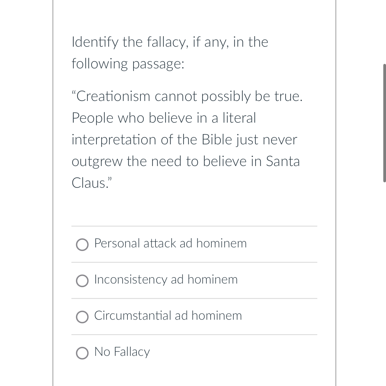Solved Identify the fallacy, if any, in the following | Chegg.com