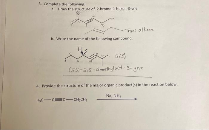Solved 3. Complete the following. a. Draw the structure of | Chegg.com