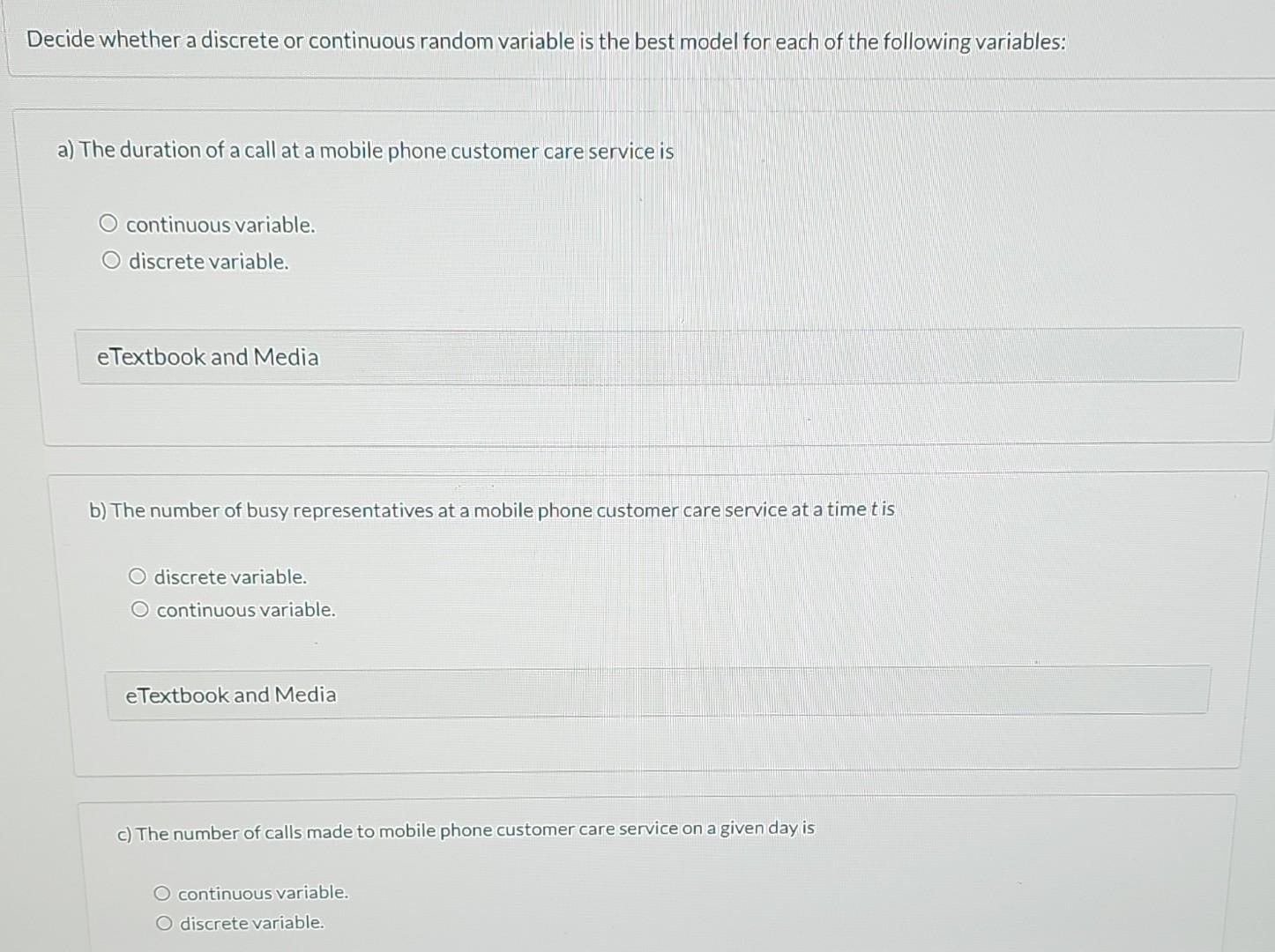 Solved Decide Whether A Discrete Or Continuous Random 