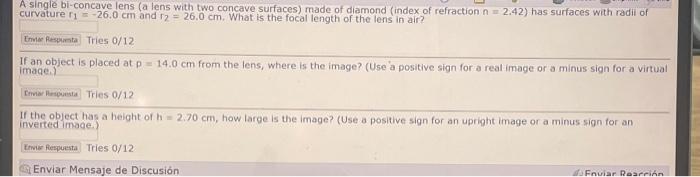 Solved A single bi-concave lens (a lens with two concave | Chegg.com