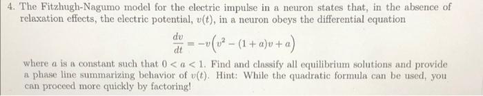 Solved The Fitzhugh Nagumo Model For The Electric Impulse In