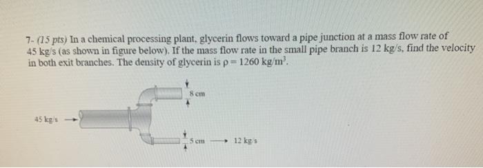Solved 7- (15 pts) In a chemical processing plant, glycerin | Chegg.com