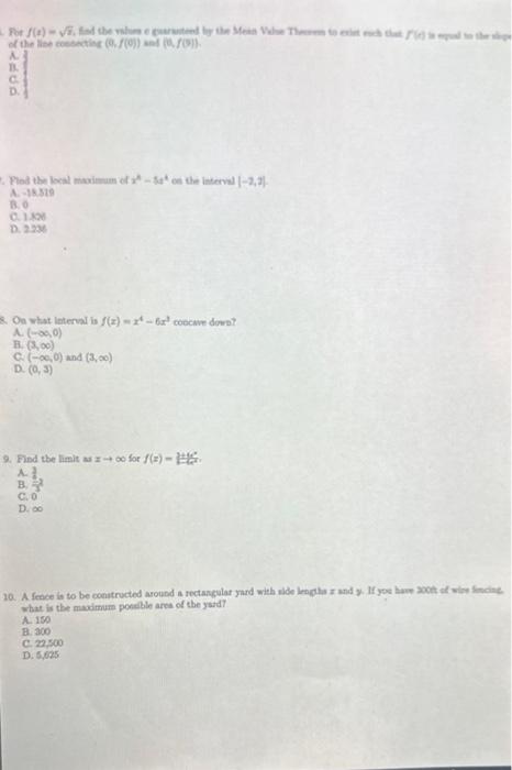 of the lise cossetiog (0.f(0)) and (4. f(9)) d. d. c. | Chegg.com