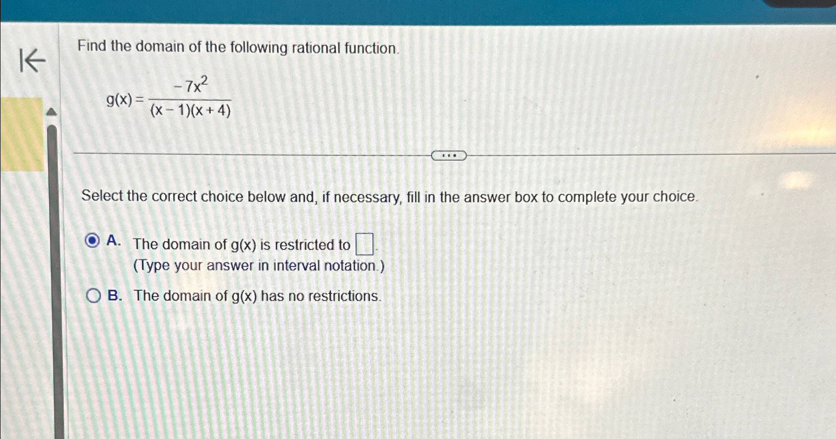 Solved Find the domain of the following rational | Chegg.com