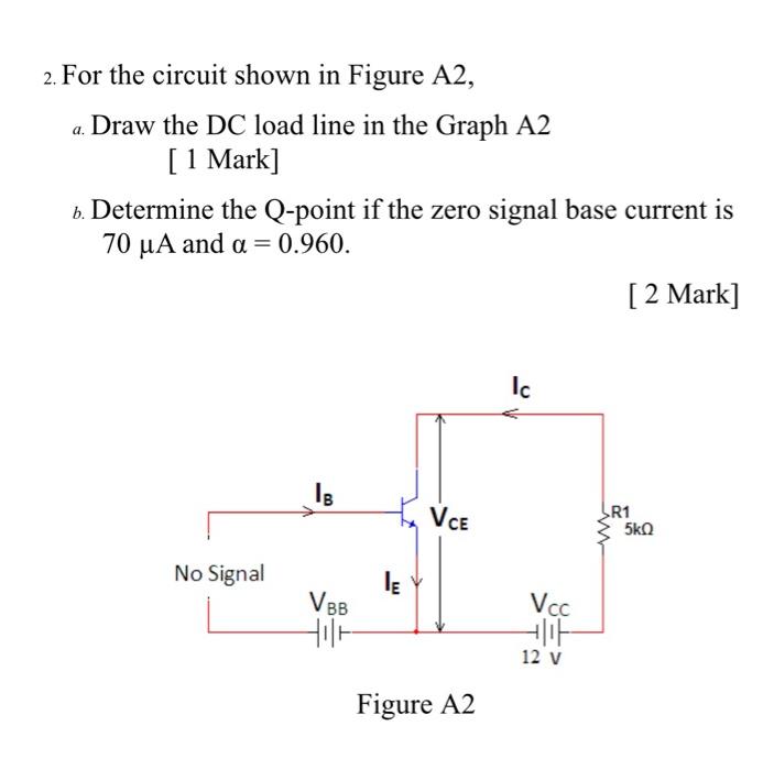 Solved 2. For the circuit shown in Figure A2, Draw the DC | Chegg.com