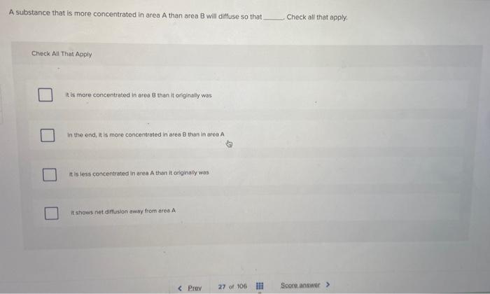 Solved A substance that is more concentrated in area A than | Chegg.com