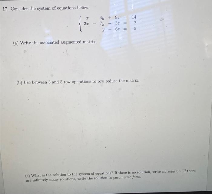 17. Consider the system of equations below. | Chegg.com