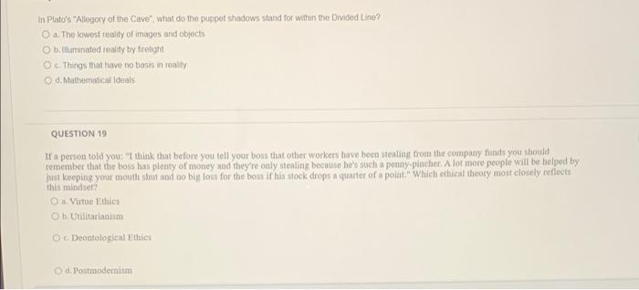 In Plato's "Allegory of the Cave what do the puppet | Chegg.com