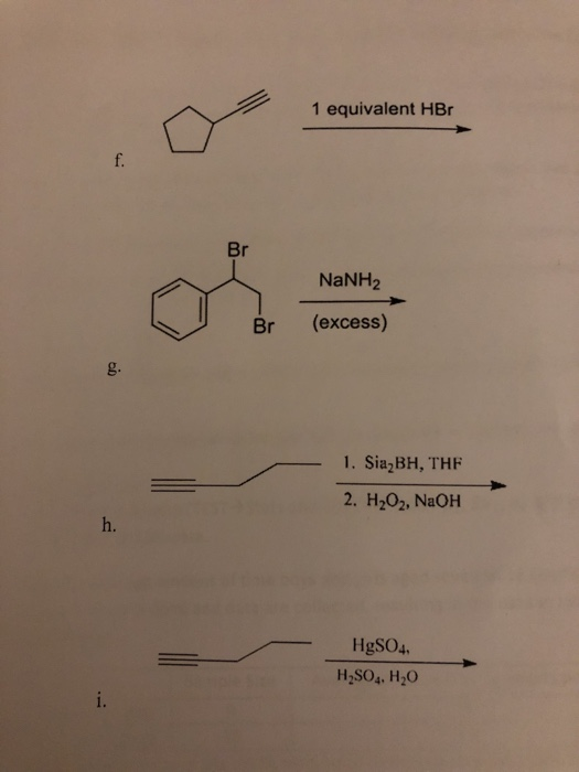 Solved 1 equivalent HBr NaNH2 Br (excess) 1. Sia BH, THE 2. | Chegg.com